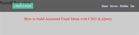 animated fixed menu with css3 and jquery