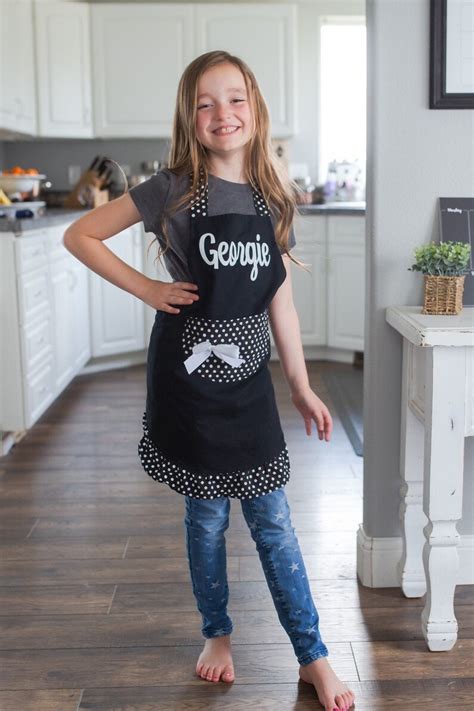 Personalized Girls Apron Ruffle Apron Polka Dots Etsy