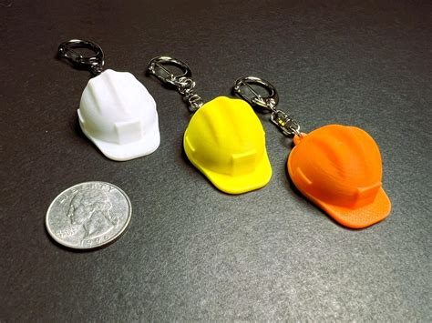 Hard Hat Keychain Construction Hard Hat Keychain Cute 3d Printed