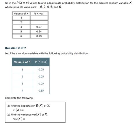 Solved Fill In The P X X Values To Give A Legitimate Chegg
