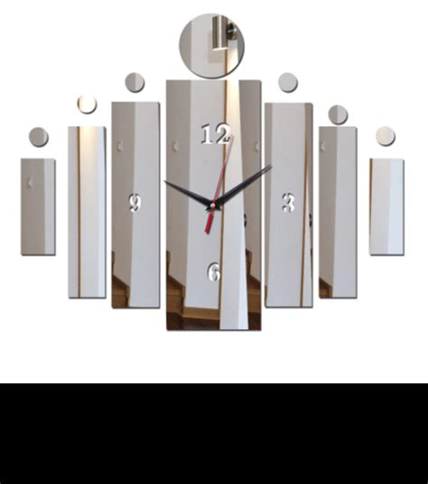 Годинник настінний дзеркальний срібний до 50 см Прямокутники кола Б230 фото відгуки