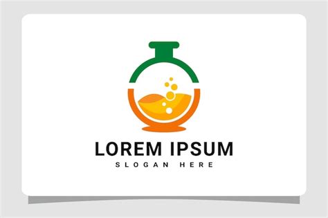 실험실 비커 로고 템플릿 디자인 영감 프리미엄 벡터