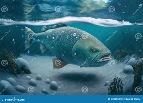 Big Predatory Fish In Habitat Underwater Looking For Prey Fishing