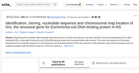 Identification Cloning Nucleotide Sequence And Chromosomal Map Location Of Hns The Structural