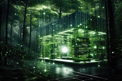 Premium Ai Image Green Data Center Integrated Into The Forest Using Generative Ai Technology