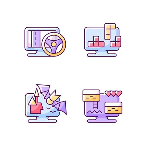Life Simulator Games Types RGB Color Icons Set 3022094 Vector Art At