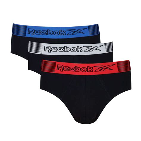 Reebok Mens Cotton Stretch 3 Pack Gavino Black Briefs Trunks And Boxers