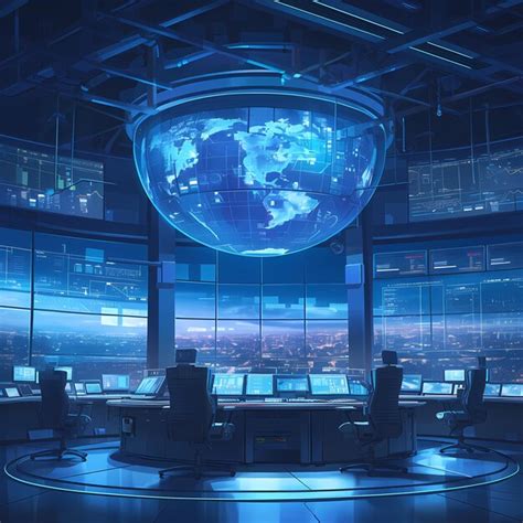 Premium Photo Hightech Control Room With World Map