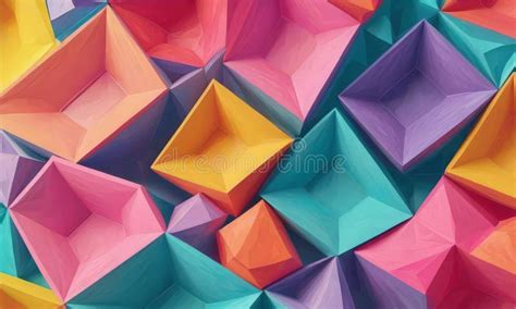Vibrant Collage Overlapping Geometric Shapes In Various Colors Including Pink Orange Yellow