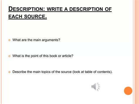 The Annotated Bibliography Project Ppt