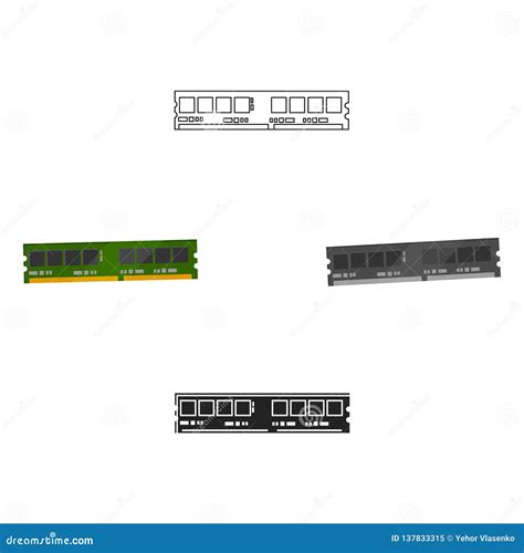 Ram Icon In Cartoon Style Isolated On White Background Personal Computer Symbol Stock Vector