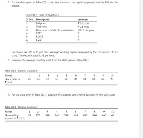 solved 5 for the data given in table q5 1 calculate the