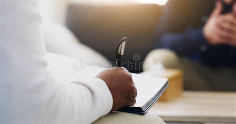 Writing Therapy And Hands Of Man In Counseling Session For Mental