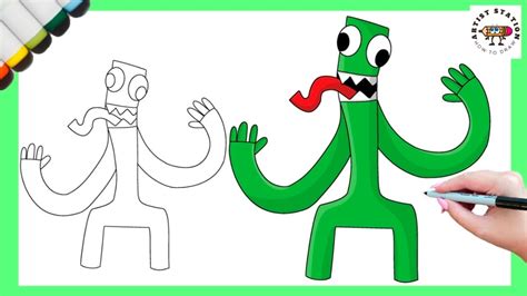 Rainbow Friends 🌈 How To Draw Green Step By Step Tutorial Youtube