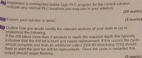 Solved A Implement A Commented Ladder Logic PLC Program Chegg