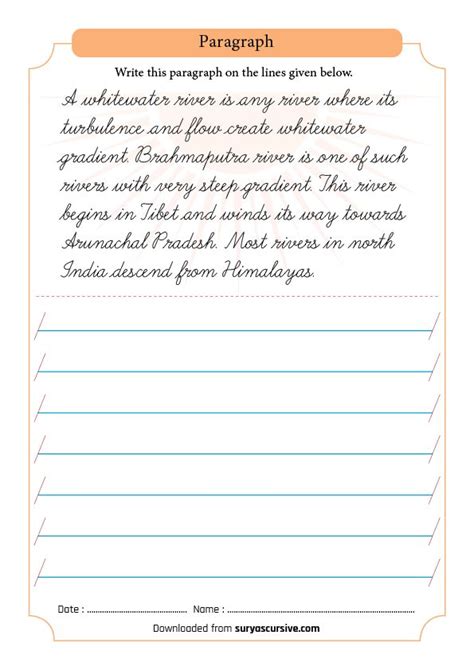 Whitewater River Passage In Cursive Writing