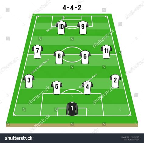 4 4 2 Football Team Formation White Shirt Stock Vector Royalty Free