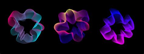 추상적인 다 색깔의 네온 음파의 세트 사운드 라인 방사형 스펙트럼 뮤지컬 포스터와 배너를 위한 화려한 커버 방사형 스펙트럼 벡터 3차원 형태에 대한 스톡 벡터 아트 및 기타