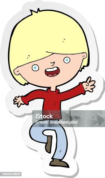 만화 행복 한 소년 춤의 스티커 거친에 대한 스톡 벡터 아트 및 기타 이미지 거친 귀여운 기이함 Istock