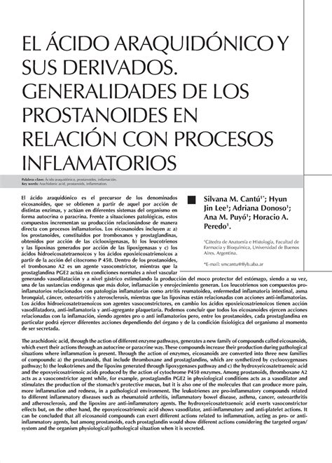 Derivados De Acido Araquidonico El Ácido AraquidÓnico Y Sus Derivados