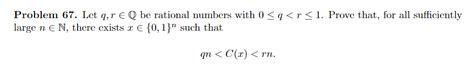 Solved Problem 67 Let Q R EQ Be Rational Numbers With 0