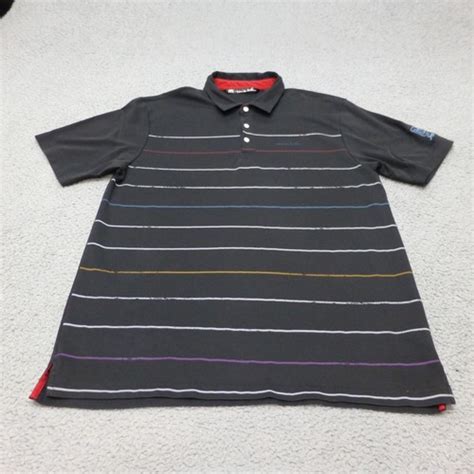 Travis Mathew Shirt Mens Large Tpc Sawgrass Polo Golf Striped Black