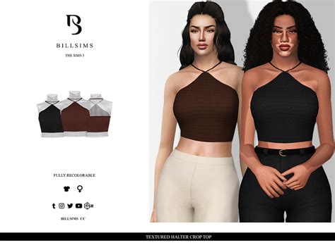 The Sims Resource Textured Halter Crop Top