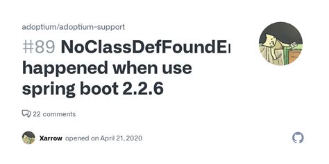 Noclassdeffounderror Happened When Use Spring Boot 226 · Issue 89