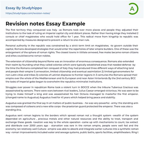 Revision Notes Essay Example