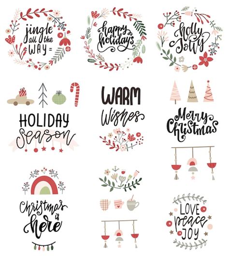 Premium Vector Set Of Christmas Lettering Quotes Vector Illustration
