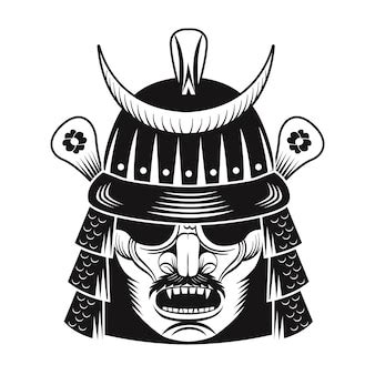 Imagen plana de máscara negra de samurai japonés. japón tradicional ...