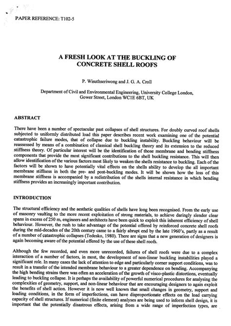 PDF A Fresh Look At The Buckling Of Concrete Shell Roofs