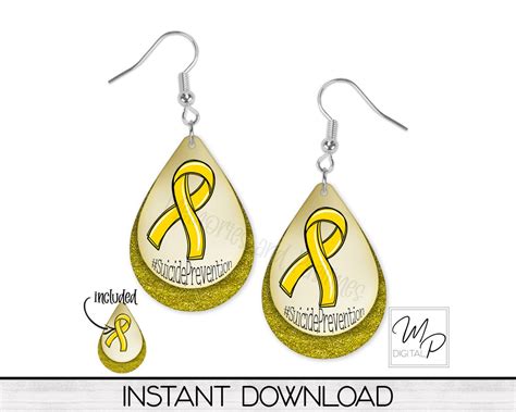 Suicide Prevention Awareness Ribbon Earring Sublimation Png Design For The Teardrop Blank Png