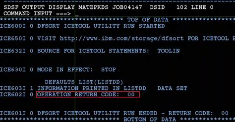 ICETOOL DEFAULTS Operator Example