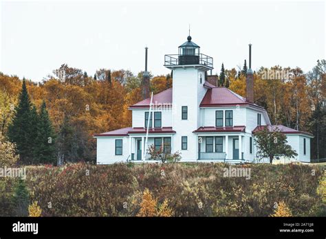 Raspberry Island Lighthouse In Wisconsin On Lake Superior In Apostle