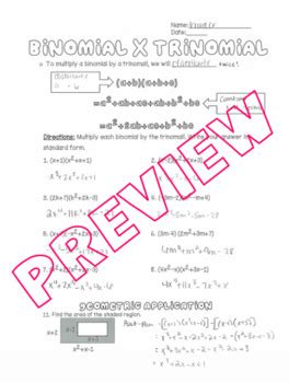 Multiplying Binomials By Trinomials Notes 2 Versions Included