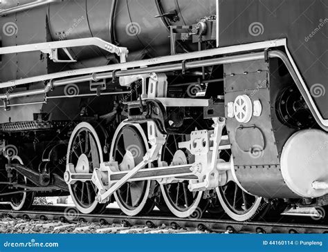 Dettaglio Della Locomotiva A Vapore Bandw Fotografia Stock Immagine Di