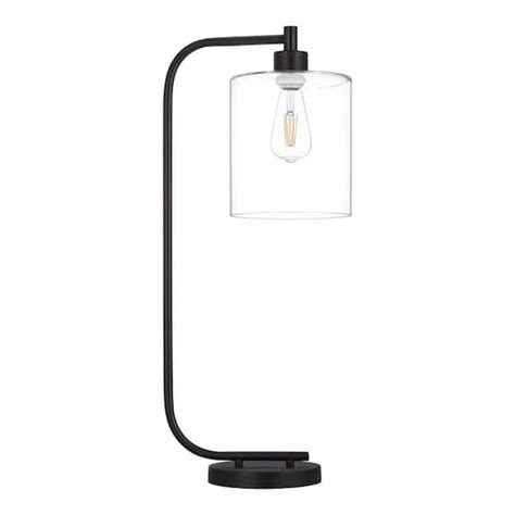 Hampton Bay Cline In Light Black Table Lamp With Clear Glass