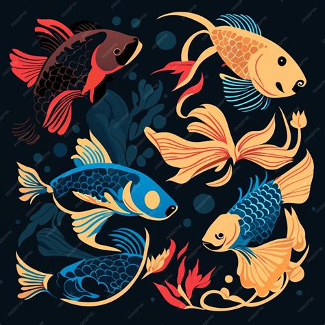 Premium Vector Vector Art Of Exotic Fish Iconic Marine Collection