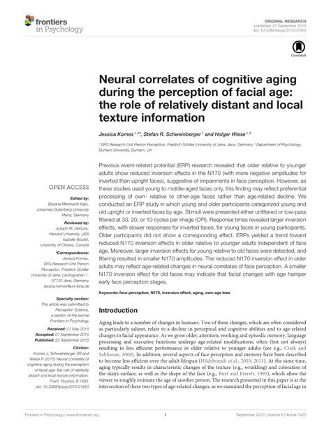 Pdf Neural Correlates Of Cognitive Aging During The Perception Of Facial Agethe Role Of