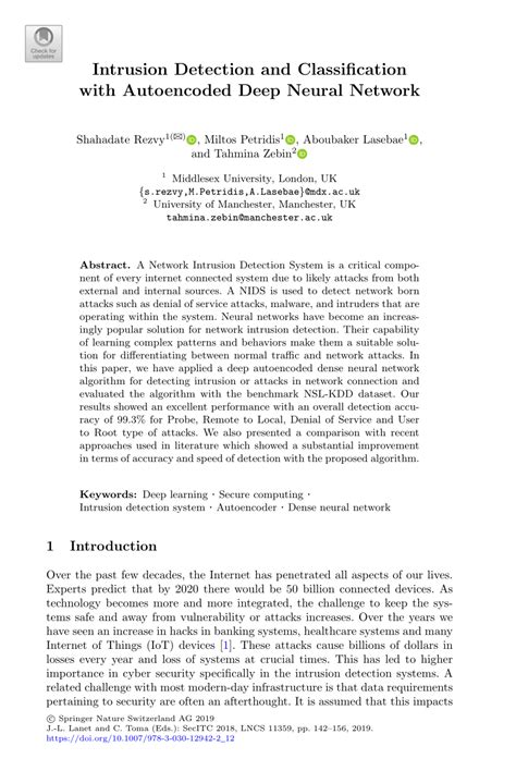 Pdf Intrusion Detection And Classification With Autoencoded Deep Neural Network 11th
