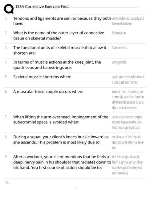 Issa Corrective Exercise Final Exam 2025 Actual Exam Testing Real Exam Questions And Verified