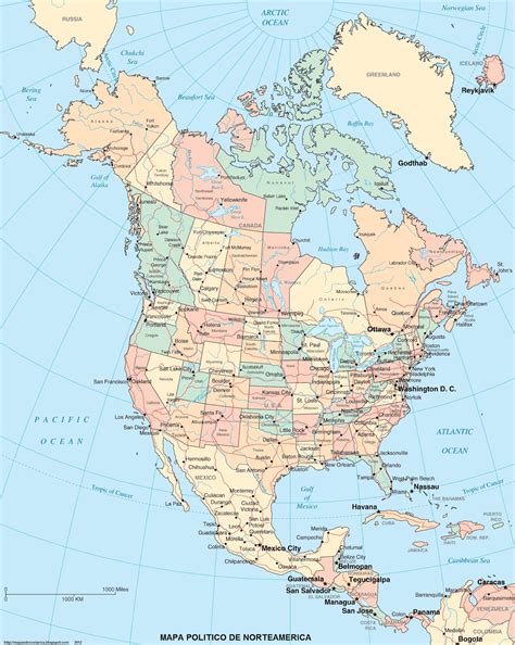 Mapa De America Del Norte Mapa F Sico Geogr Fico Pol Tico
