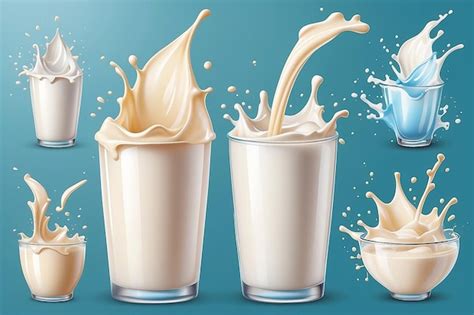 Vector Illustration Of A Set Of Labels For Milk And Dairy With Milk