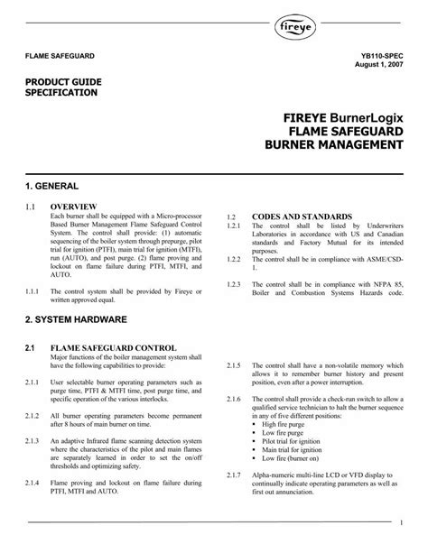 PDF FIREYE BurnerLogix FLAME SAFEGUARD BURNER MANAGEMENT FIREYE BurnerLogix FLAME SAFEGUARD