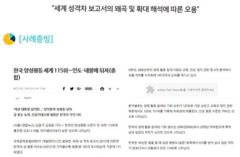 한국 성평등 146국 중 105위 기록지난해 보다 6계단↓ 사회정치경제 정보