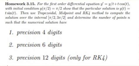 Solved Homework 3 15 For The First Order Differential Chegg