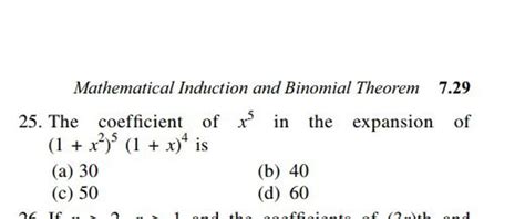 Mathematical Induction And Binomial Theorem 729 25 The Coefficient Of X