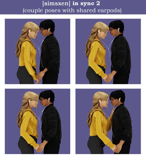 In Sync 2 Couple Poses With Shared Earpods Simsxen On Tumblr