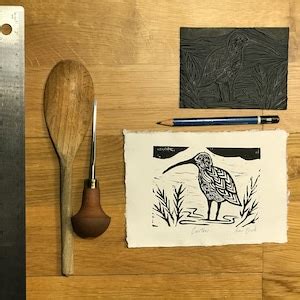 Bird Lino Print Etsy